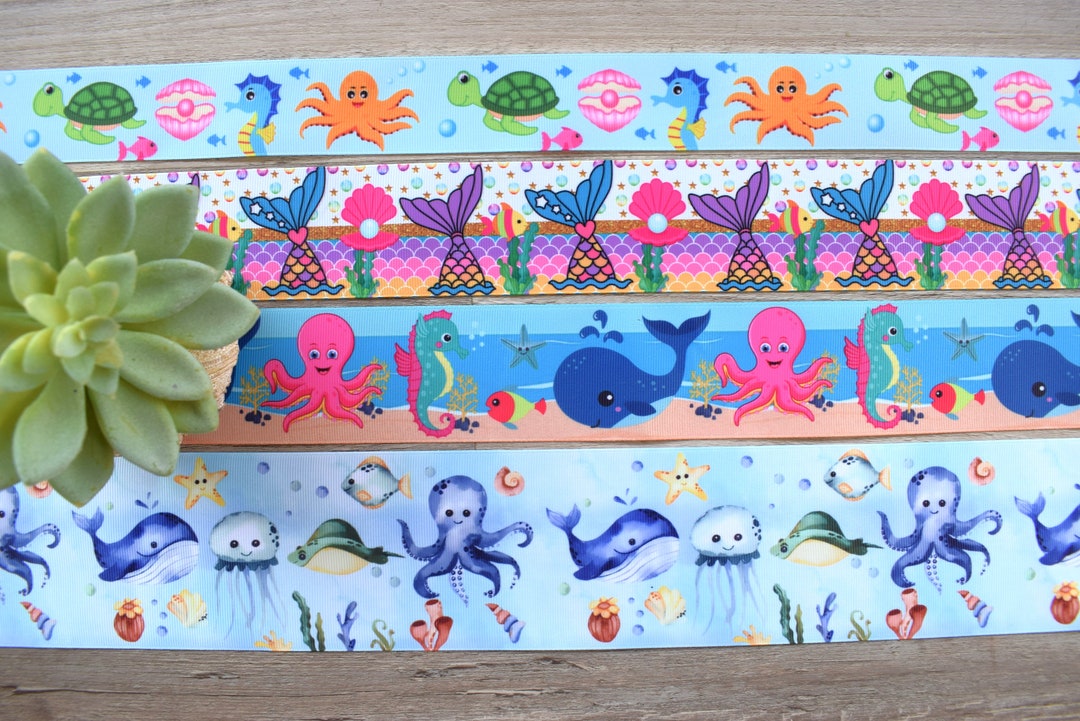 Under the Sea Ribbon, Girl Turtle Crab Starfish Ribbon, Turtle and Fish ...