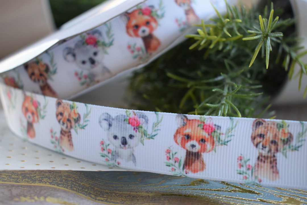Animal Floral Monkey Giraffe Ribbon, Jungle Safari Flower Ribbon, Boy ...