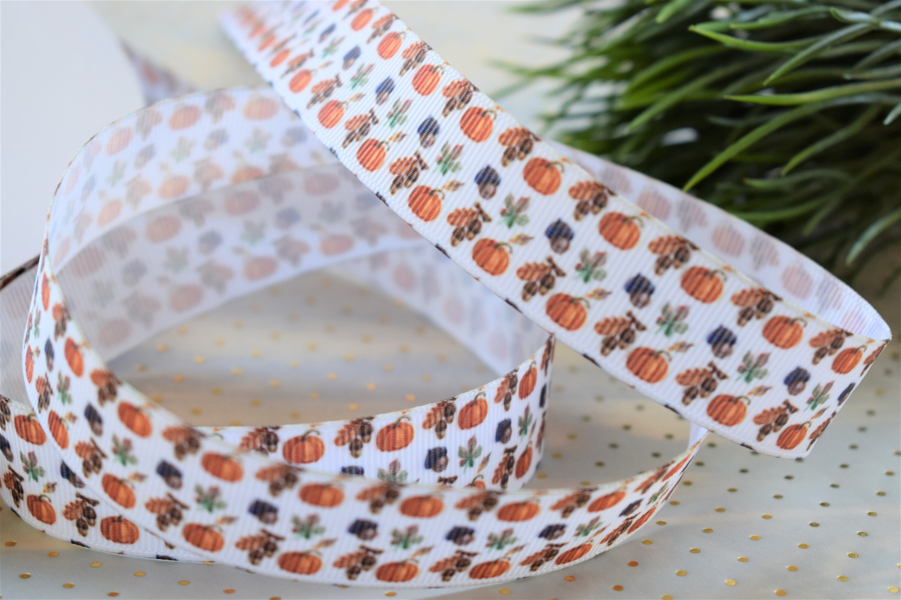 Autumn Pumpkin Ribbon Autumn Flower Ribbon Fall Pumpkin - Etsy