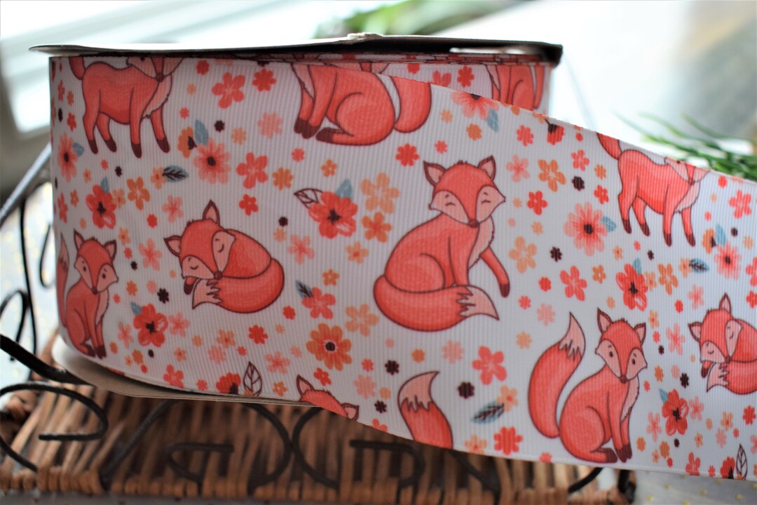 Girl Girl Fox Baby Ribbon, Diaper Cake Ribbon, Foxes Animal Grosgrain ...