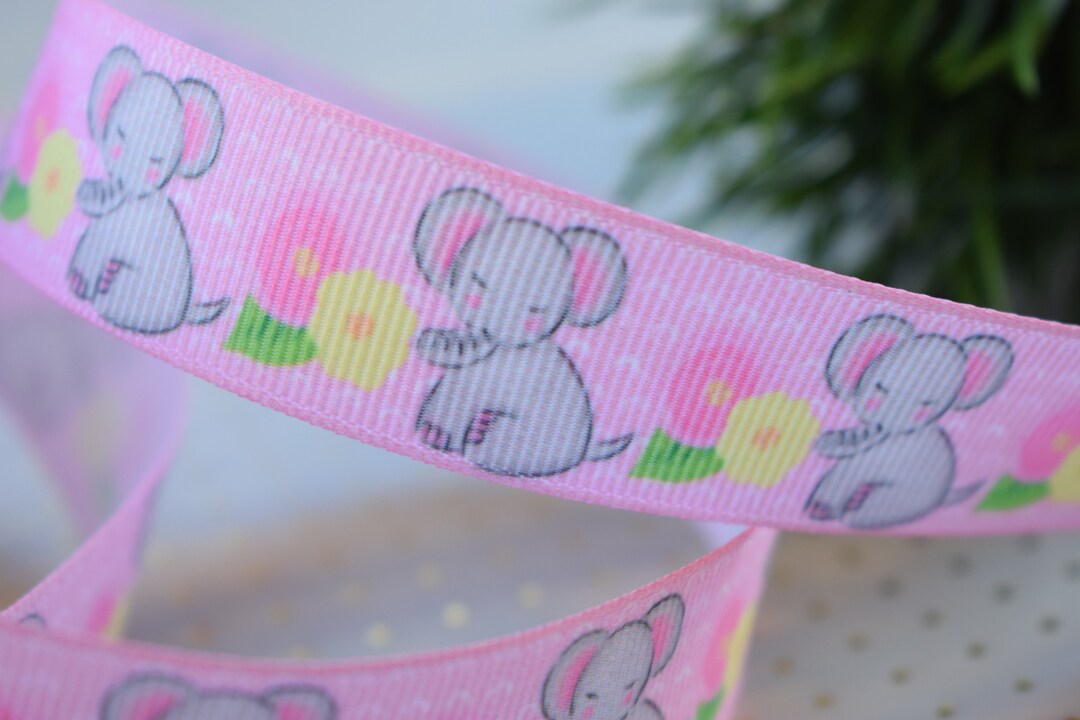 Pink Elephant Ribbon, Girl Baby Elephant Baby Shower Ribbon, Pink ...