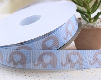 Blue Gray Elephant Baby Shower Ribbon Boy Baby Elephant | Etsy