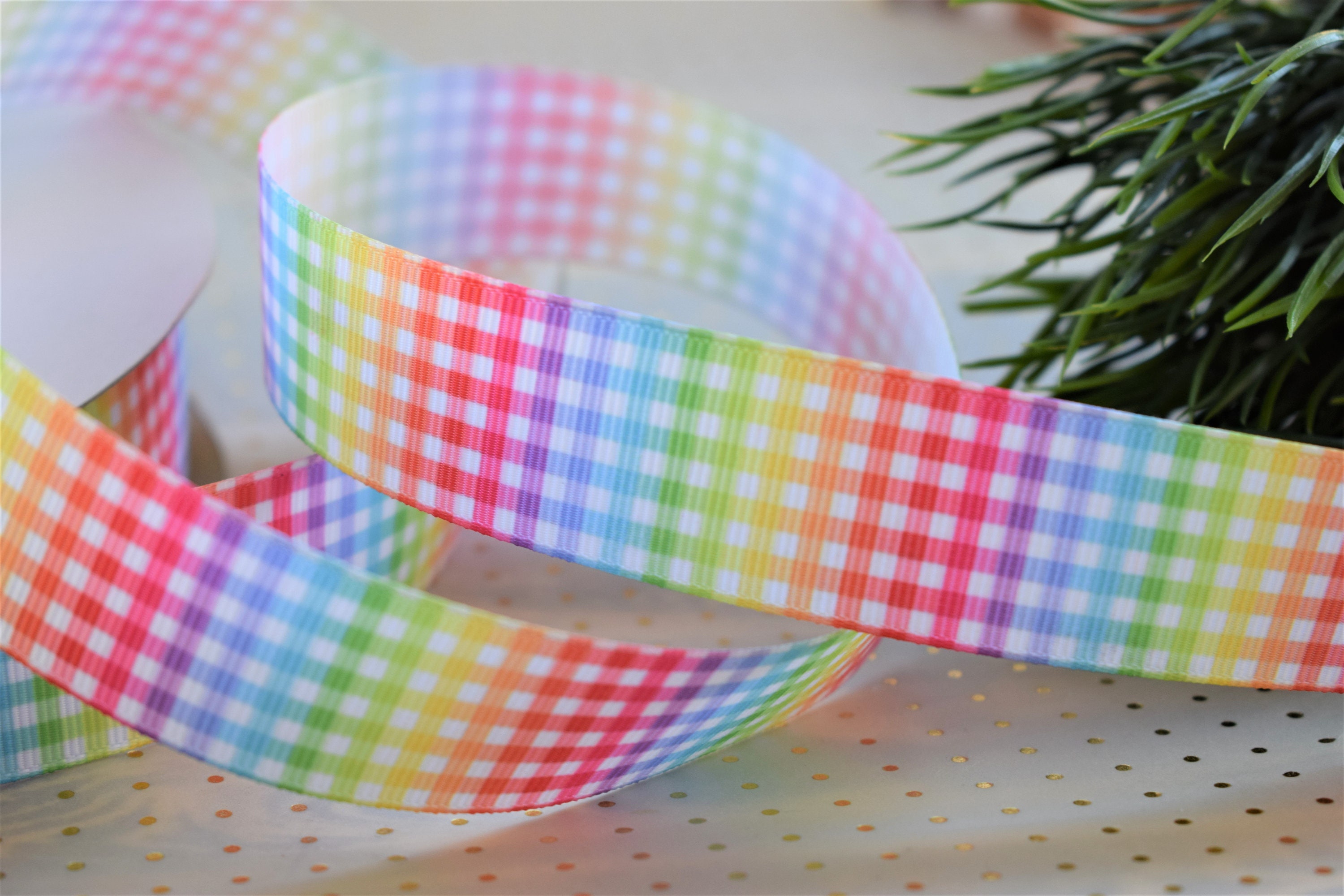 Rainbow Gingham Ribbon Gingham Multicolored Ribbon Gingham - Etsy