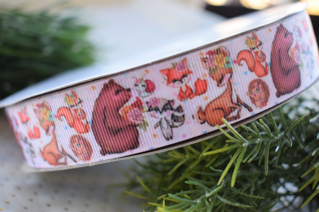 Girl Woodland Ribbon, Animal Baby Ribbon, Animal Grosgrain Ribbon, Fox ...
