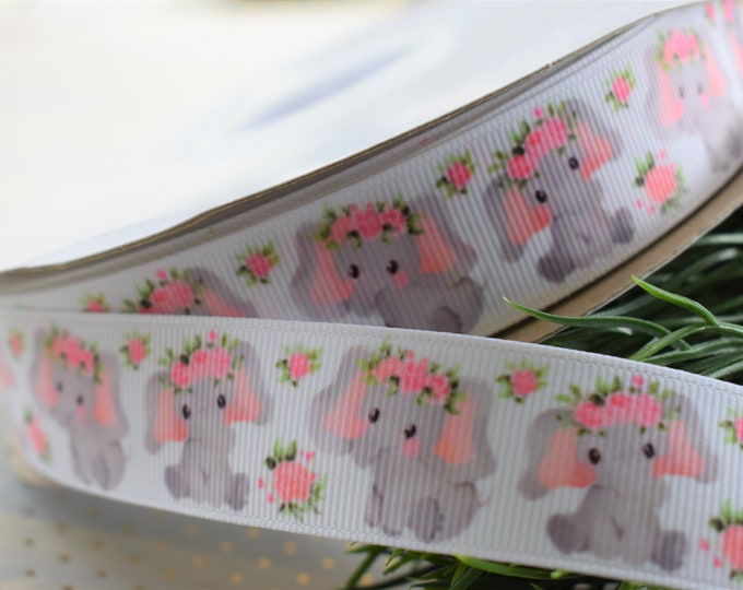 Pink Elephant Baby Shower Ribbon, Girl Baby Elephant Ribbon, Pink ...
