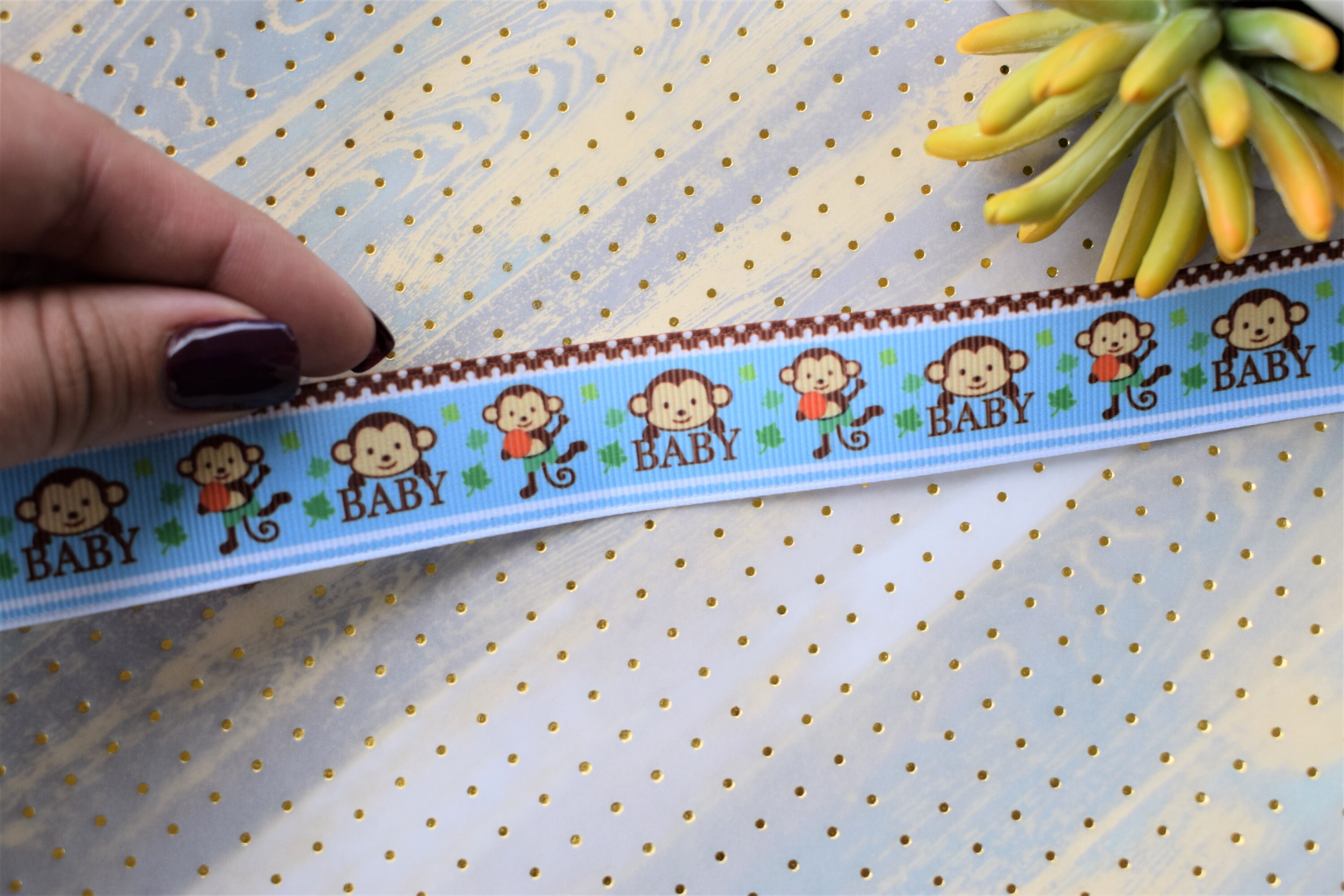 Monkey Baby Shower Ribbon, Blue Baby Monkey Ribbon, Monkey Jungle ...