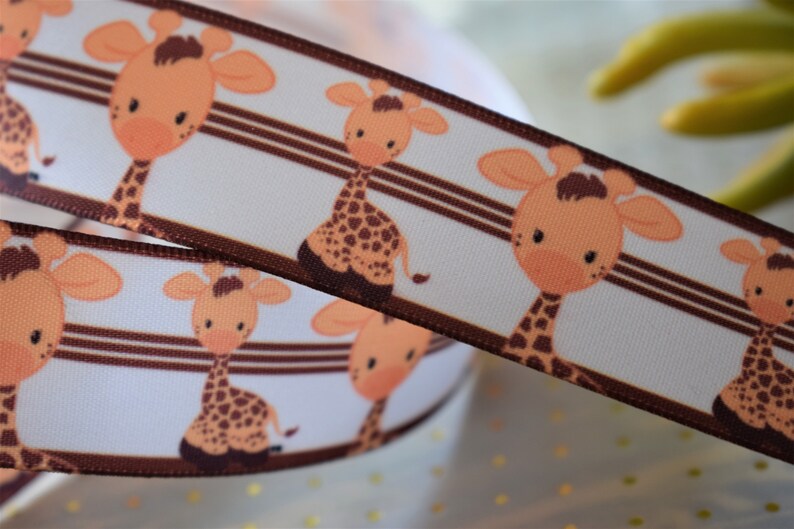 Giraffe Satin Ribbon Boy Baby Safari Ribbon Giraffe Safari - Etsy
