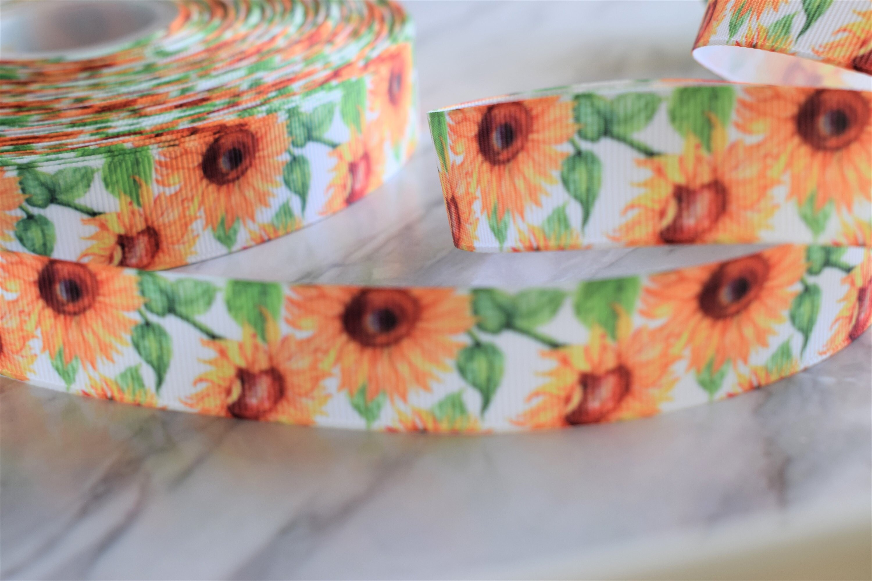 Sunflower Ribbon Flower Ribbon Sunflower Grosgrain Printed - Etsy