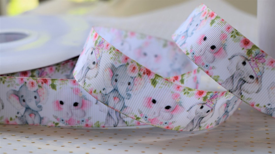 Pink Elephant Baby Shower Ribbon, Girl Baby Elephant Ribbon, Pink ...