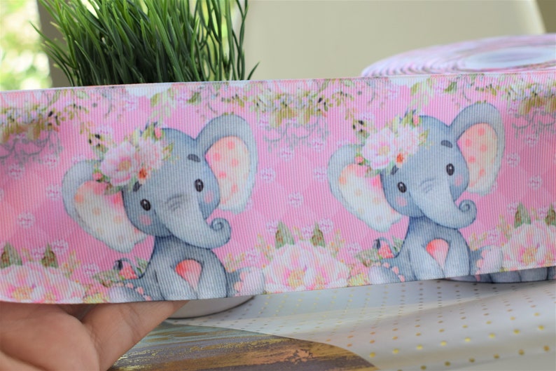 Pink Elephant Baby Shower Ribbon Girl Baby Elephant Ribbon - Etsy