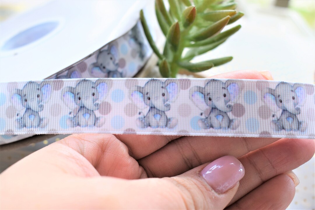 Blue Elephant Baby Shower Ribbon, Boy Baby Elephant Ribbon, Blue Grey ...