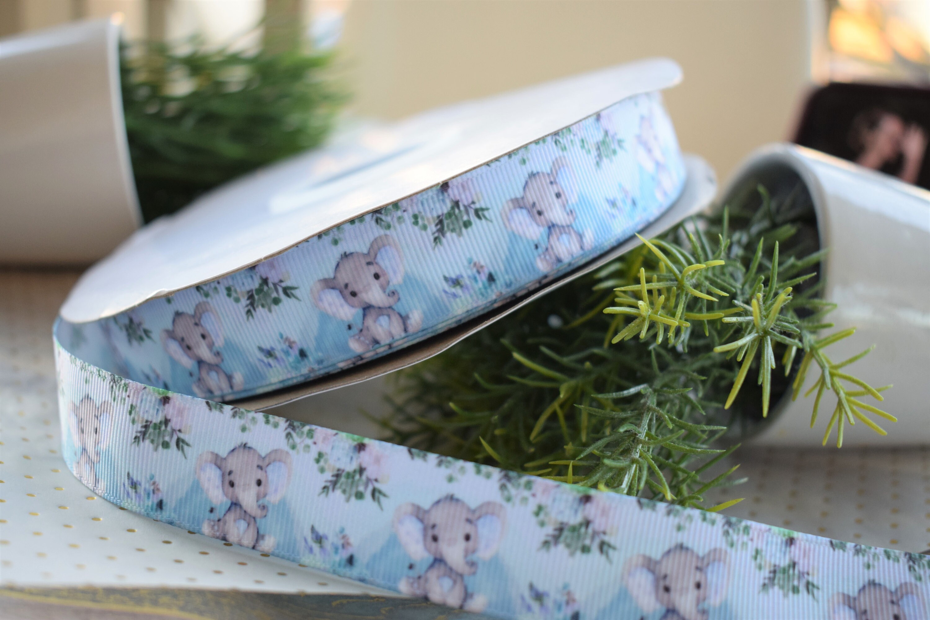 Blue Floral Elephant Ribbon Boy Baby Elephant Ribbon Blue - Etsy
