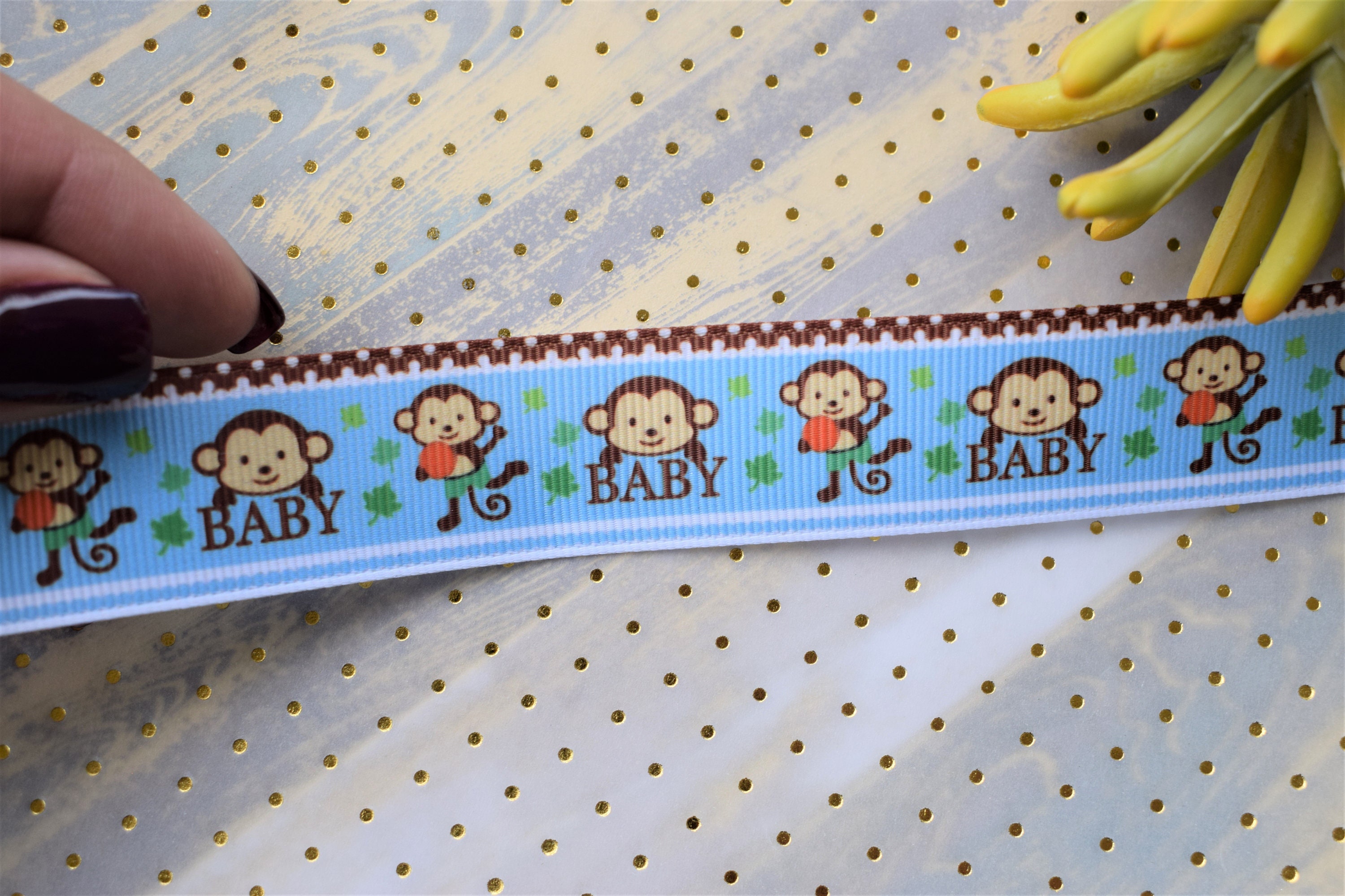 Monkey Baby Shower Ribbon, Blue Baby Monkey Ribbon, Monkey Jungle ...