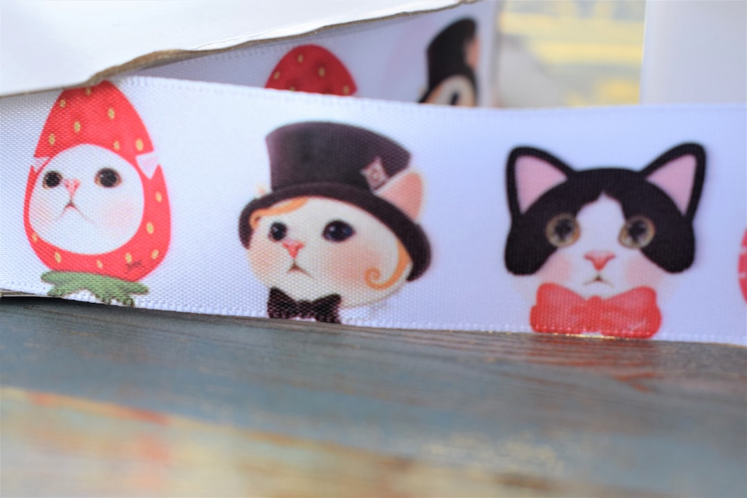 Cat Ribbon, Cat Vintage Ribbon, Cat Satin Ribbon, Cats Printed Satin ...