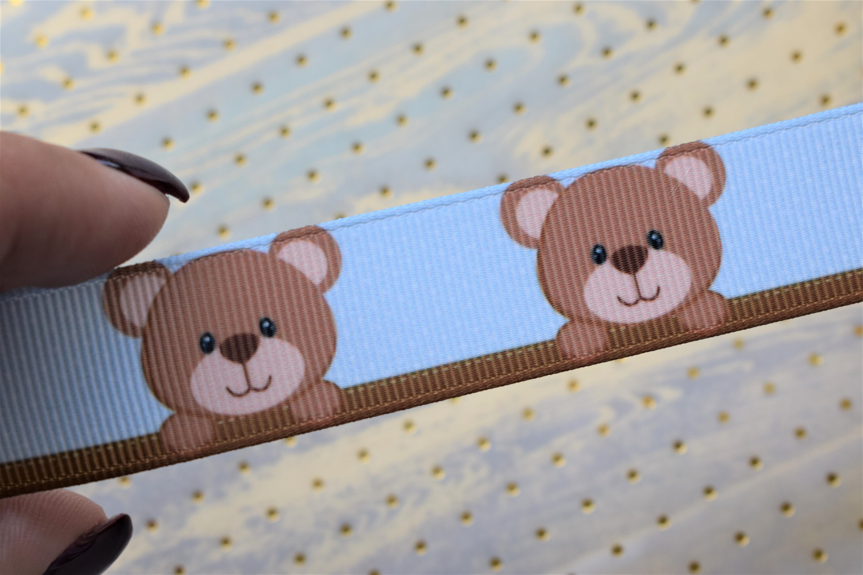 Boy Teddy Bear Ribbon Teddy Bear Grosgrain Printed Ribbon - Etsy