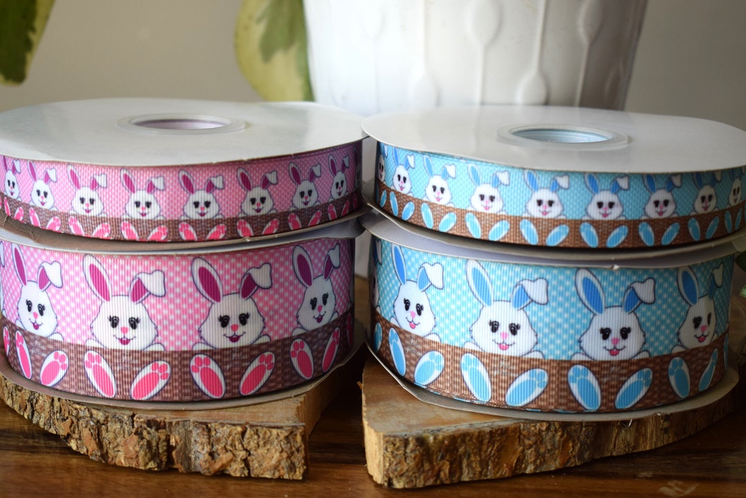 Pink and Blue Bunny Grosgrain Ribbon, Girl and Boy Spring Easter ...