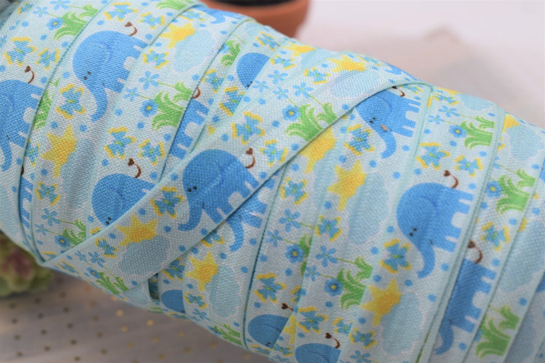 Boy Blue Elephant Elastic FOE, Blue Elephant Baby Shower Ribbon, Baby ...