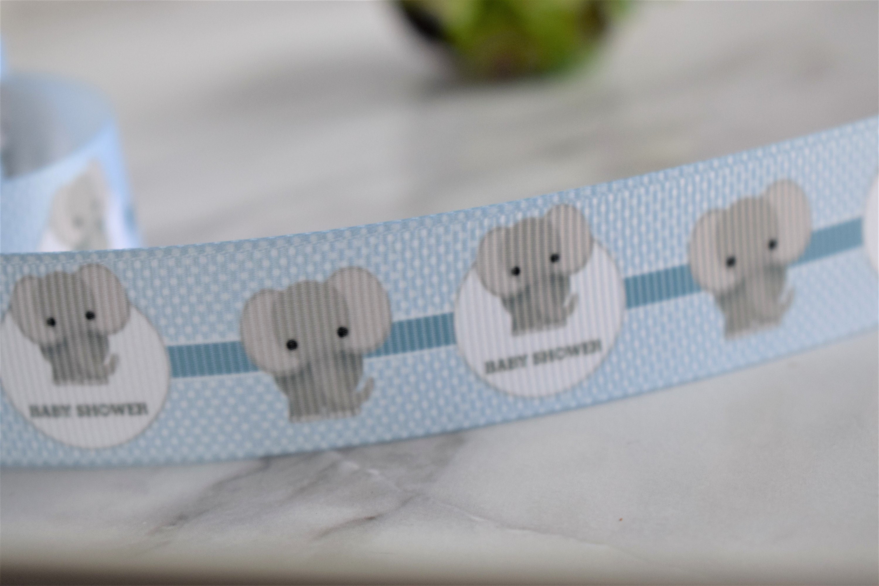 Blue Elephant Baby Shower Ribbon, Boy Baby Elephant Ribbon, Blue Grey ...