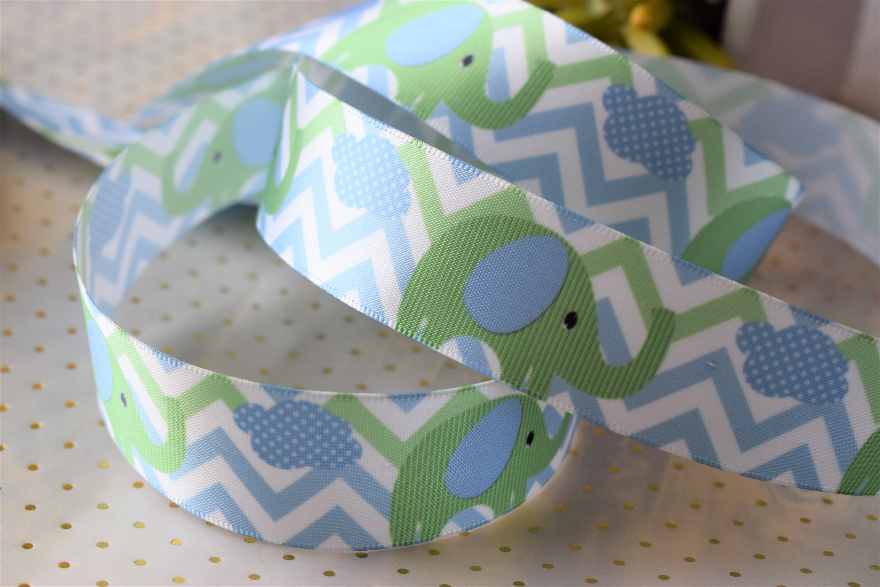 Blue Green Elephant Ribbon Boy Baby Elephant Baby Shower | Etsy