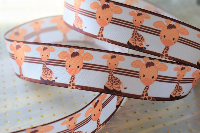 Giraffe Satin Ribbon Boy Baby Safari Ribbon Giraffe Safari - Etsy