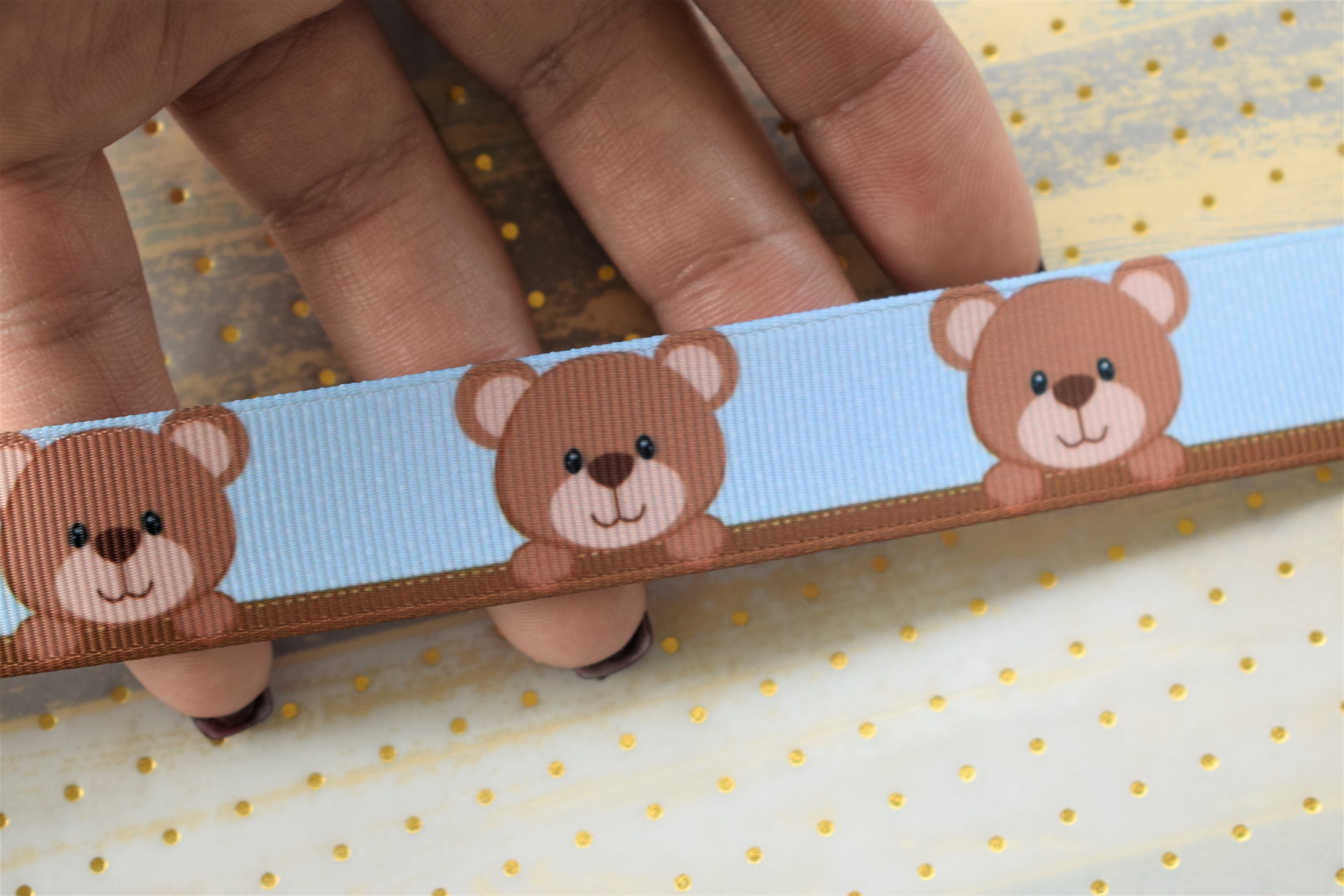 Boy Teddy Bear Ribbon Teddy Bear Grosgrain Printed Ribbon - Etsy