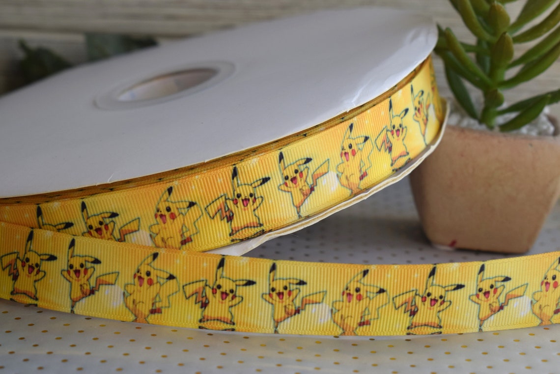 Pikachu Ribbon, Pikachu Ribbon, Pokemon Grosgrain Ribbon || 3 Yards of ...