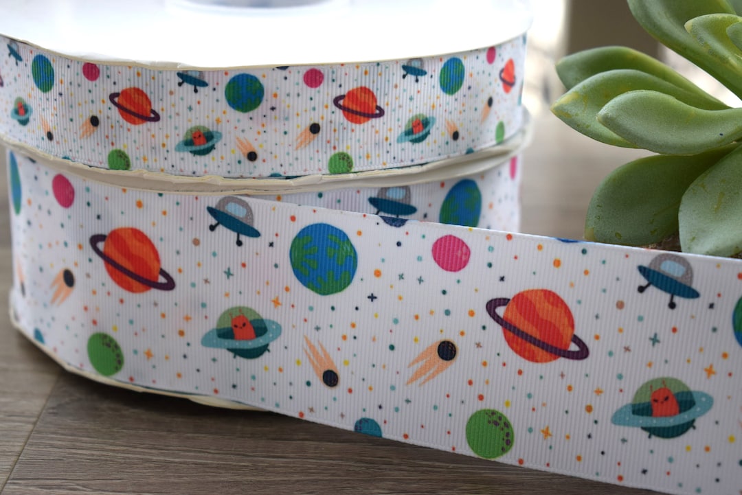 Solar System Ribbon, Planet Outer Space Ribbon, Planets Printed ...