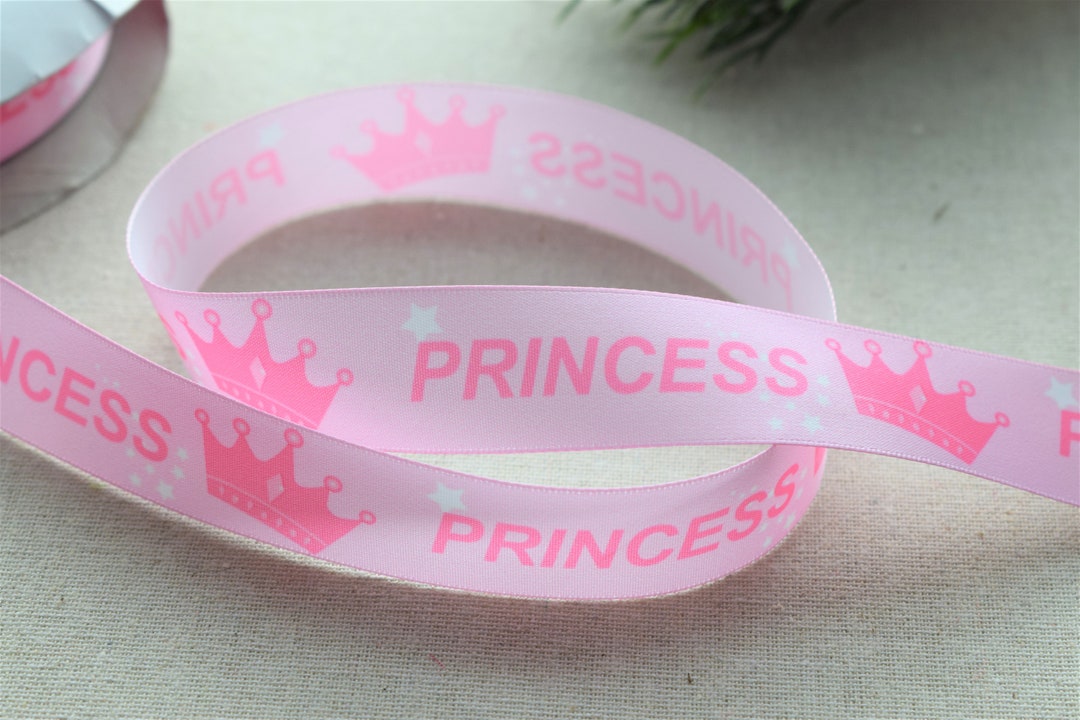 Princess Satin Ribbon, Pink Girl Crown Ribbon, Pink Princess Crown ...