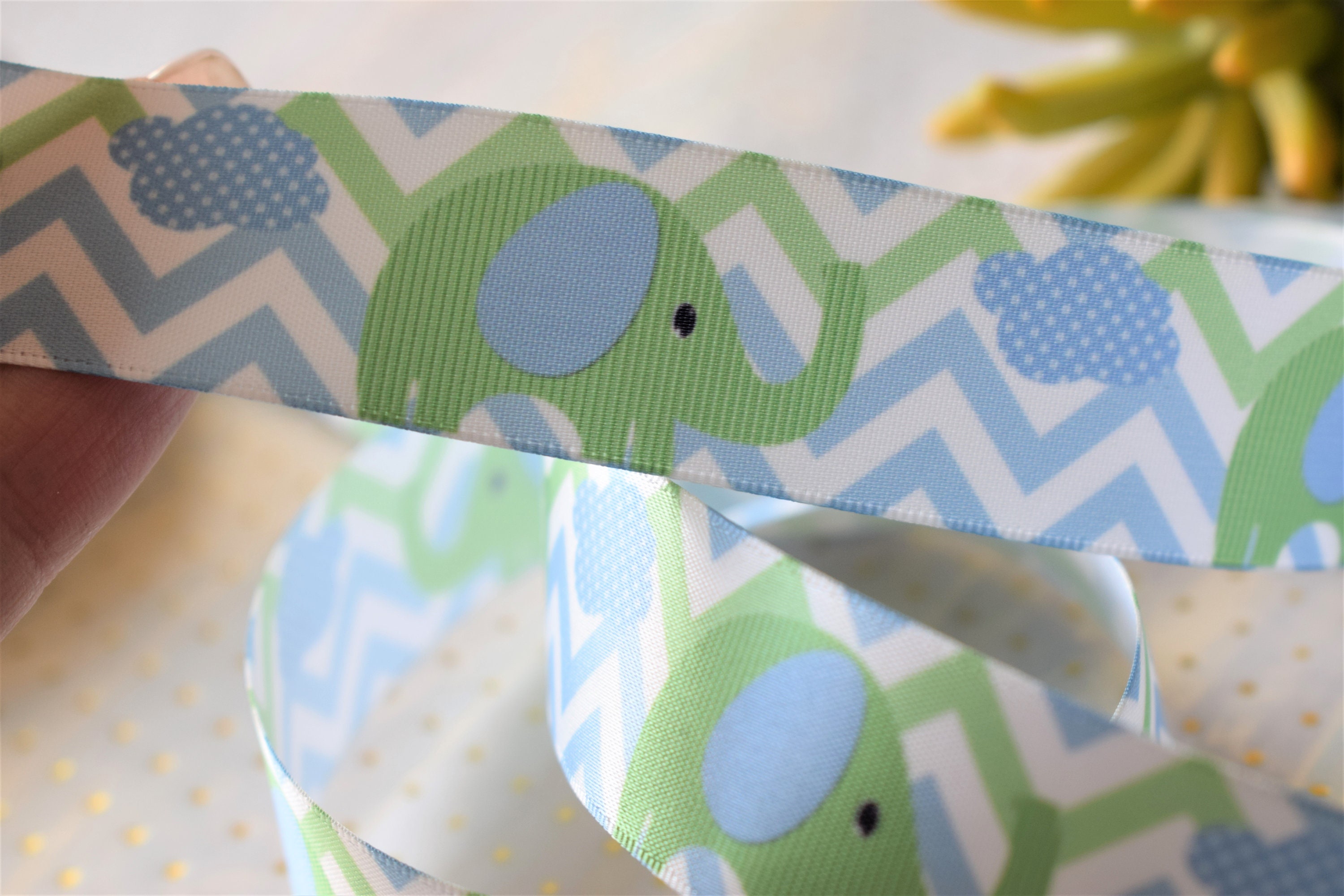 Blue Green Elephant Ribbon Boy Baby Elephant Baby Shower | Etsy