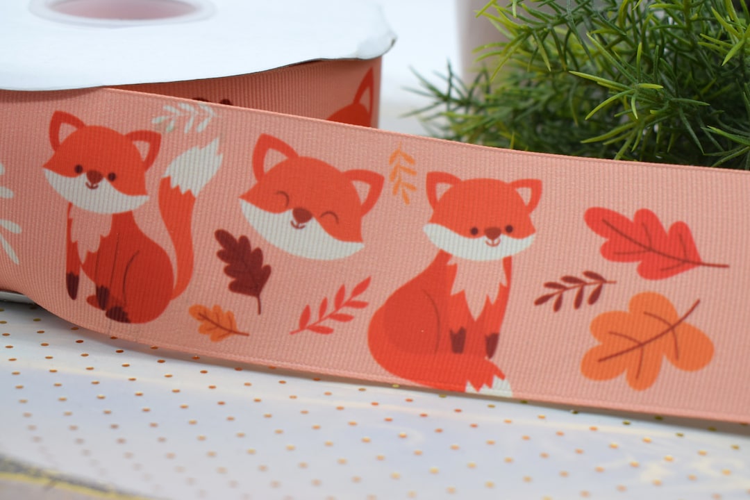 Fox Baby Ribbon, Fox Fall Diaper Cake Ribbon, Foxes Animal Grosgrain ...
