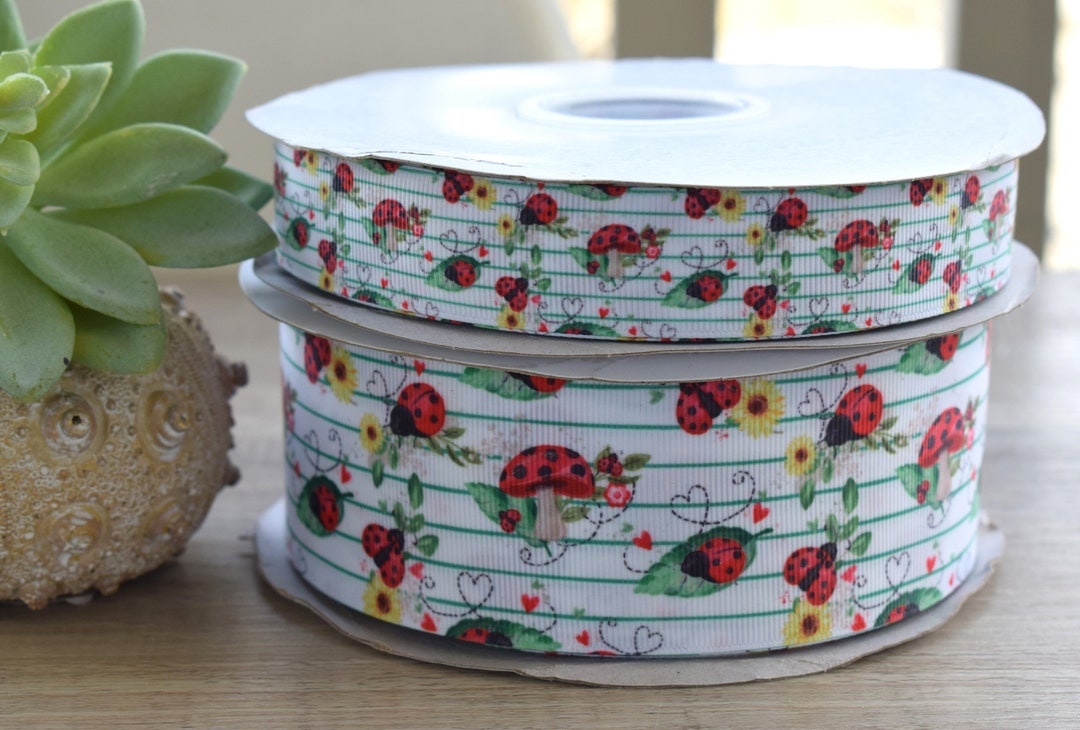 Ladybug Grosgrain Ribbon, Baby Shower Ribbon, Ladybug Decor, Party ...