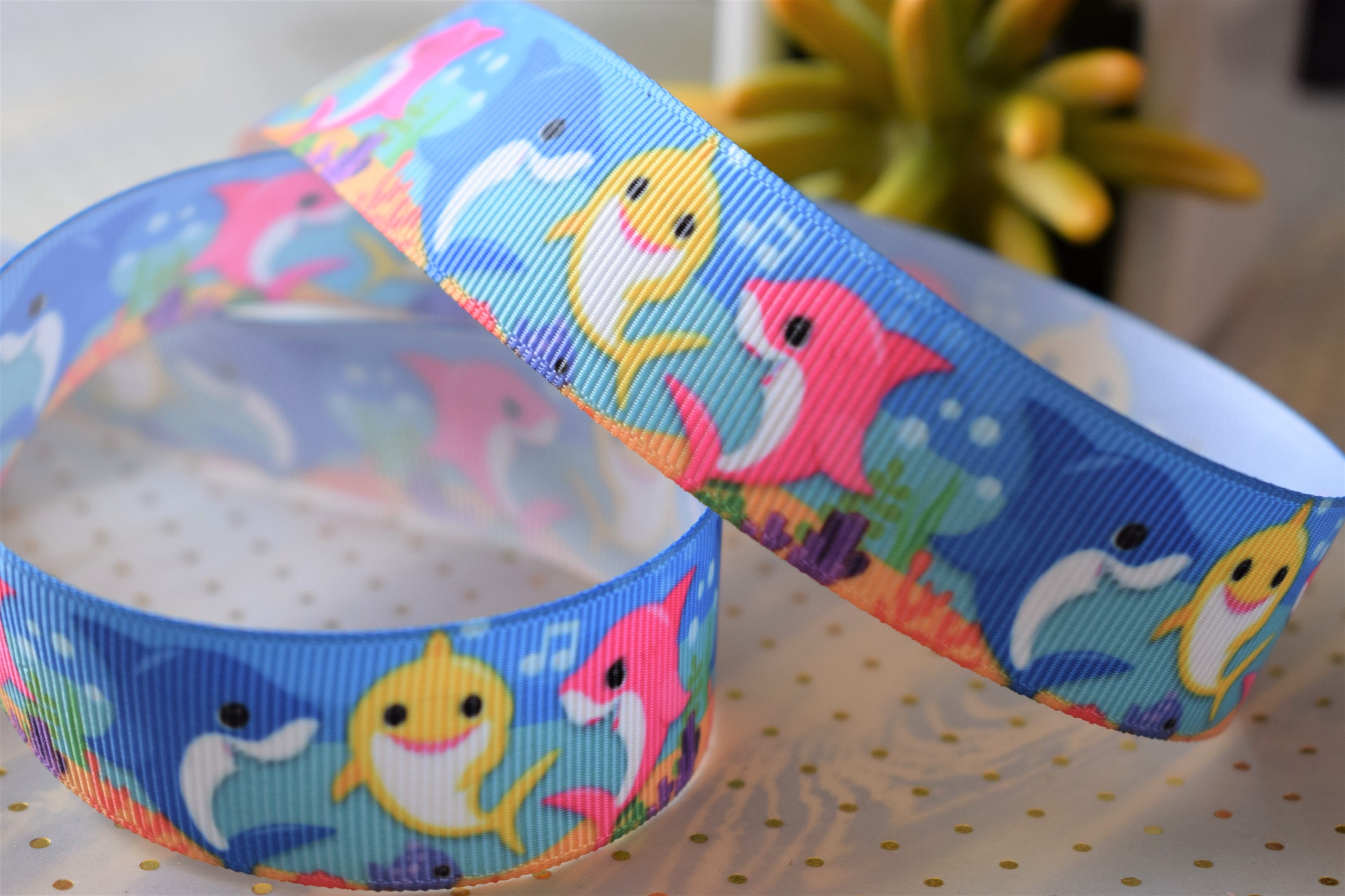 Baby Shark Ribbon, Under the Sea Ribbon, Grosgrain Ribbon, Shark Ribbon ...