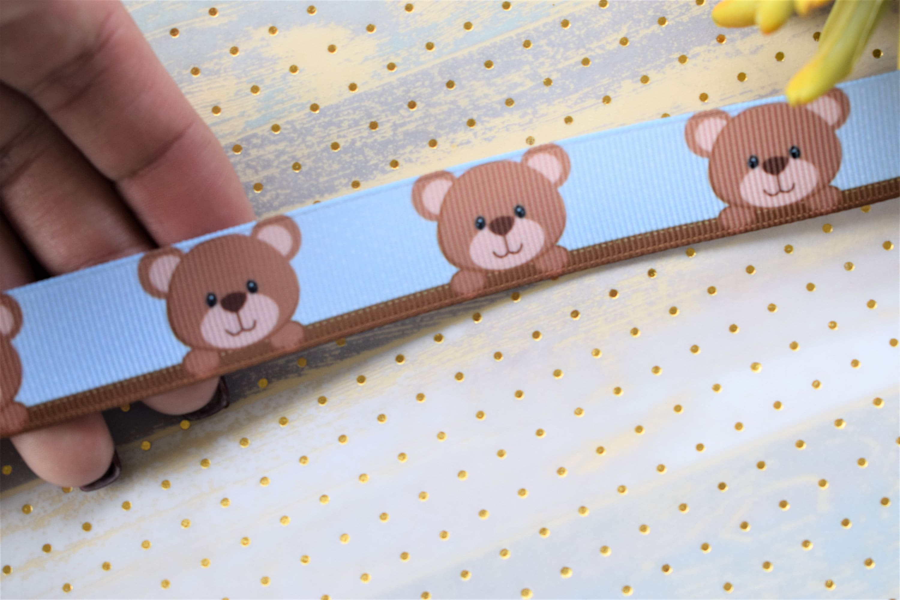 Boy Teddy Bear Ribbon Teddy Bear Grosgrain Printed Ribbon - Etsy