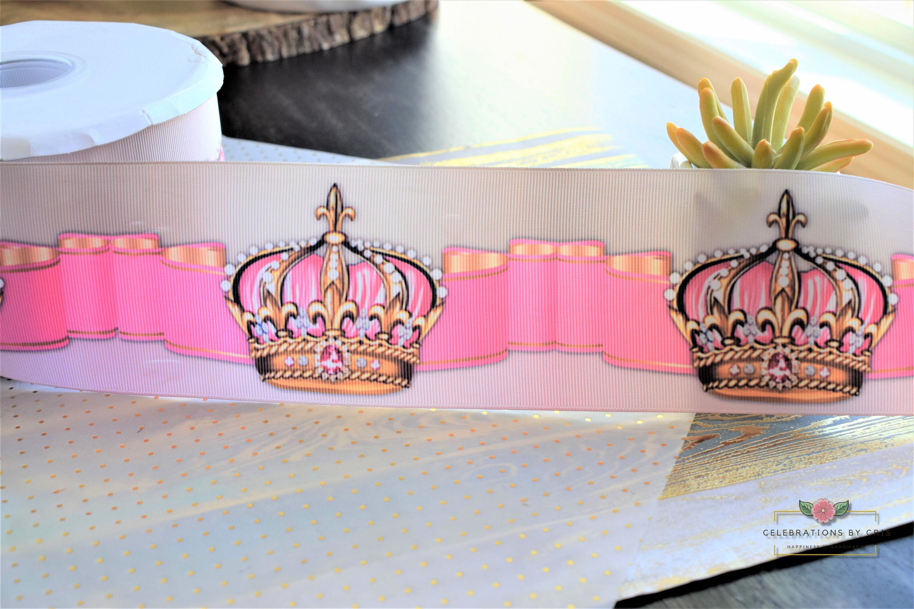 Pink Crown Baby Shower Ribbon Girl Crown Ribbon Crown - Etsy