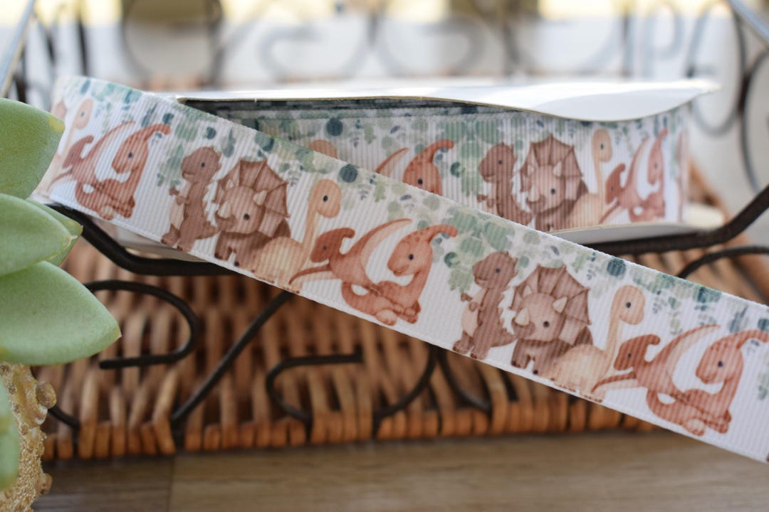 Boho Dinosaurs Ribbon, Dinosaurs Grosgrain Ribbon, It's a Boy Dinosaurs ...