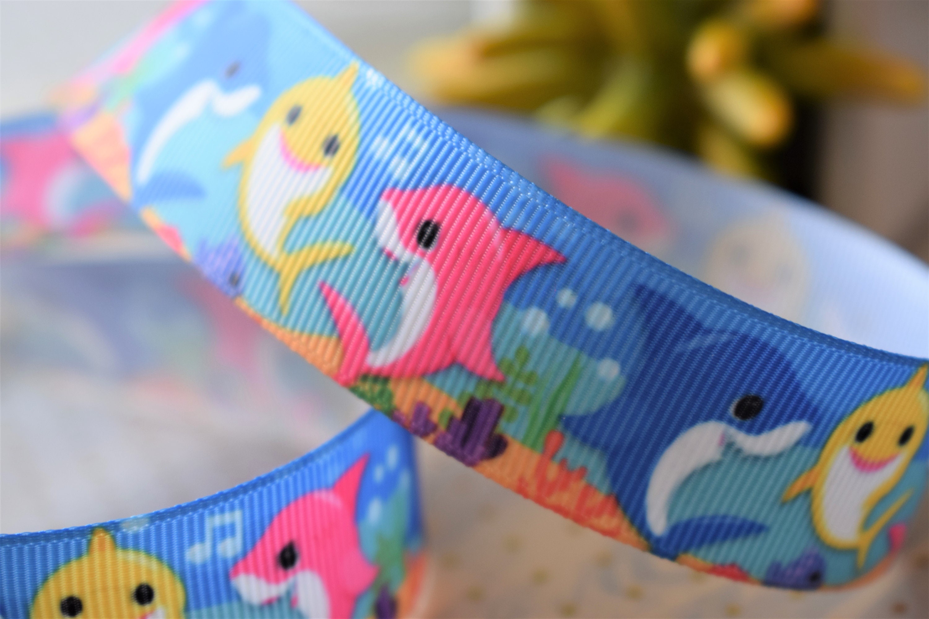 Baby Shark Ribbon, Under the Sea Ribbon, Grosgrain Ribbon, Shark Ribbon ...