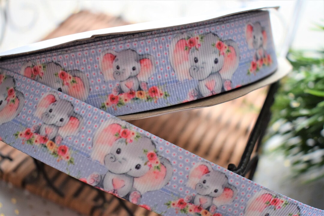Cute Blue Elephant Ribbon, Boy Baby Elephant Ribbon, Blue Elephant Baby ...