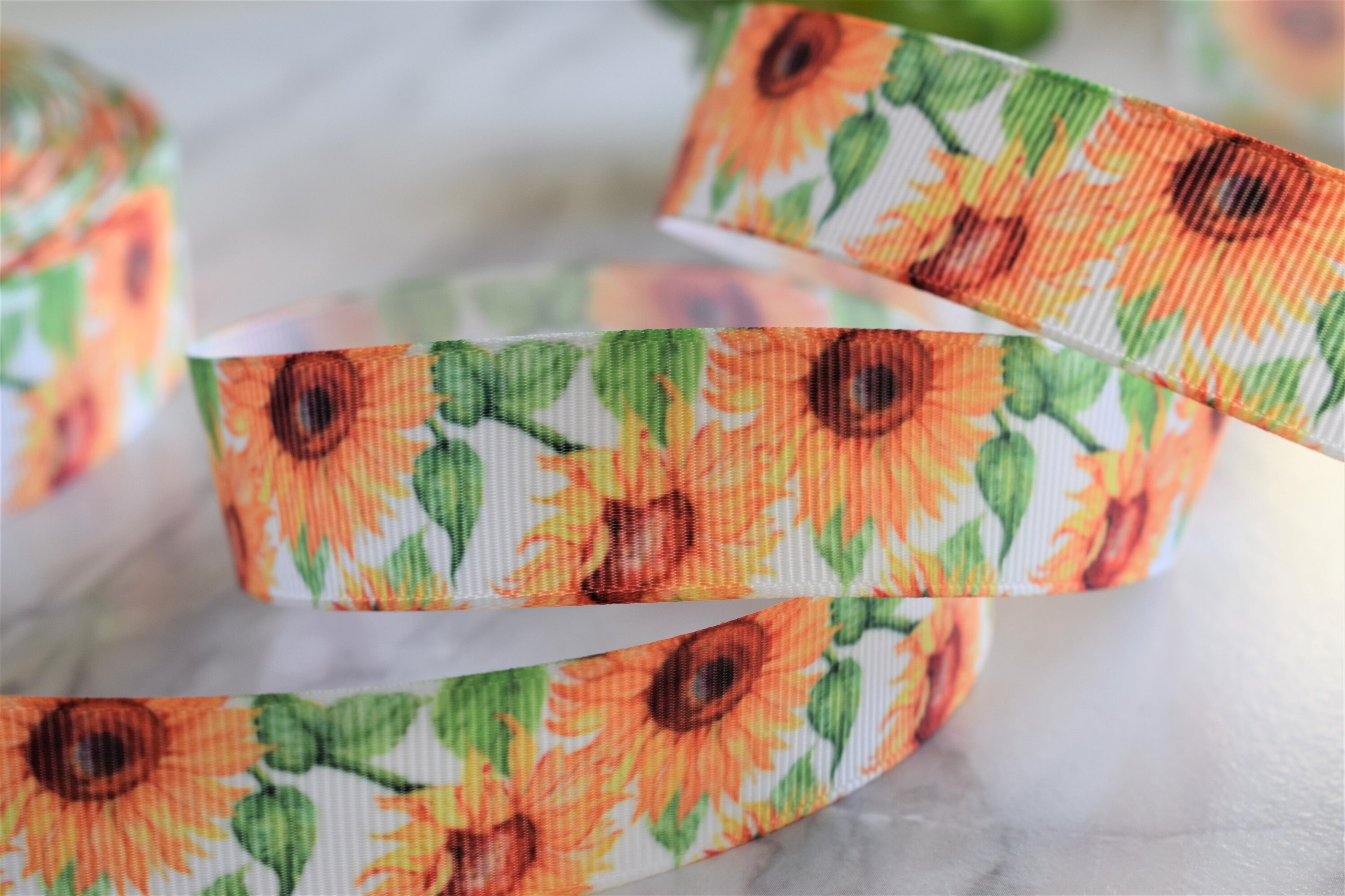 Sunflower Ribbon Flower Ribbon Sunflower Grosgrain Printed - Etsy
