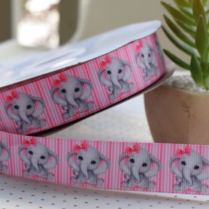Pink Elephant Baby Shower Ribbon, Girl Baby Elephant Ribbon, Pink Grey ...