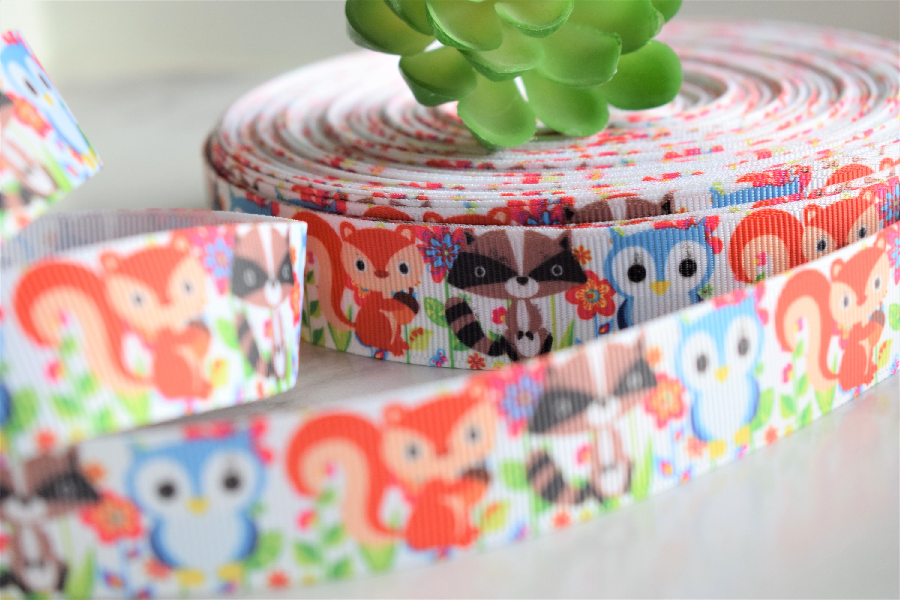 Woodland Ribbon Animal Baby Ribbon Animal Grosgrain Ribbon | Etsy