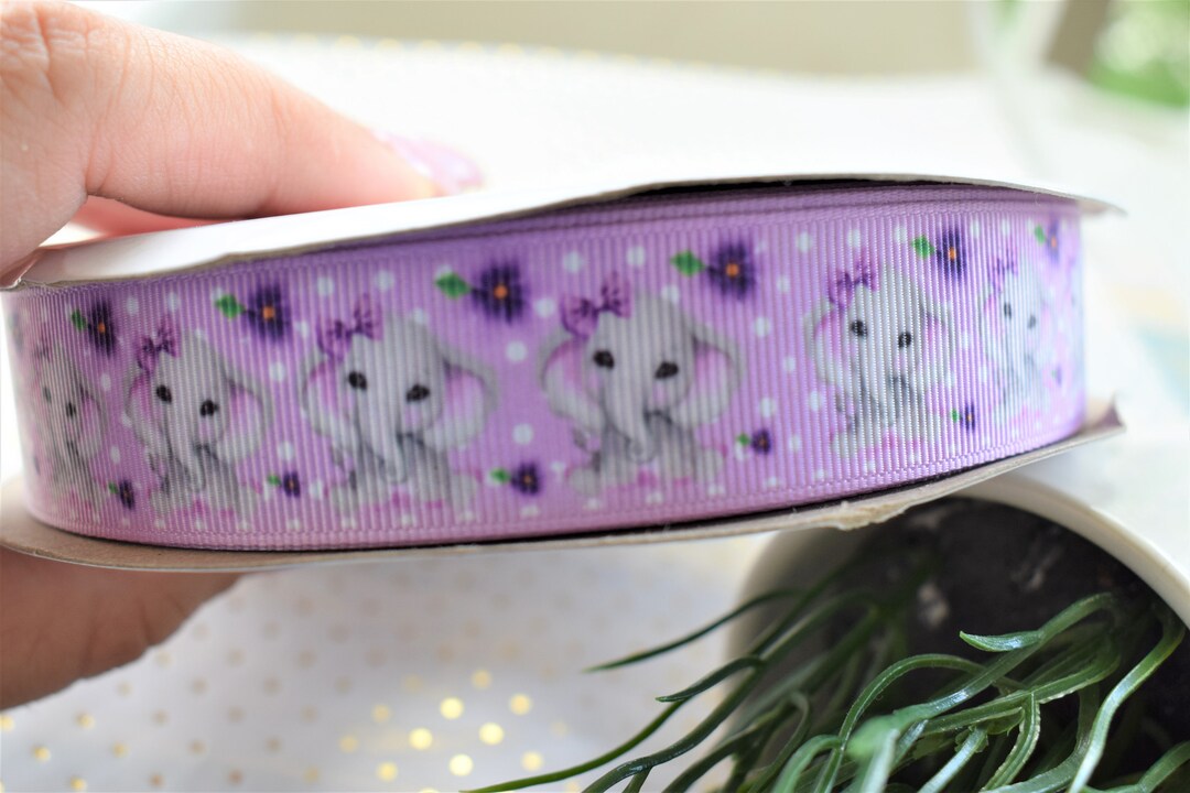 Lavender Elephant Baby Shower Ribbon, Purple Girl Baby Elephant Ribbon ...