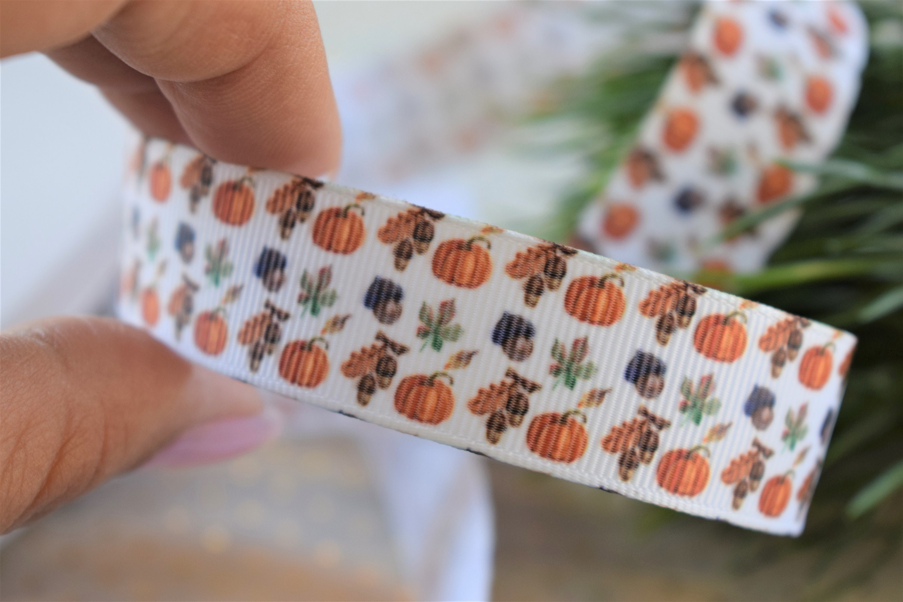 Autumn Pumpkin Ribbon Autumn Flower Ribbon Fall Pumpkin - Etsy