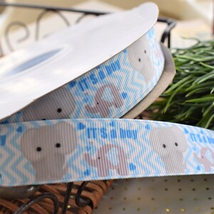 Blue Gray Elephant Baby Shower Ribbon, Boy Baby Elephant Ribbon, Blue ...