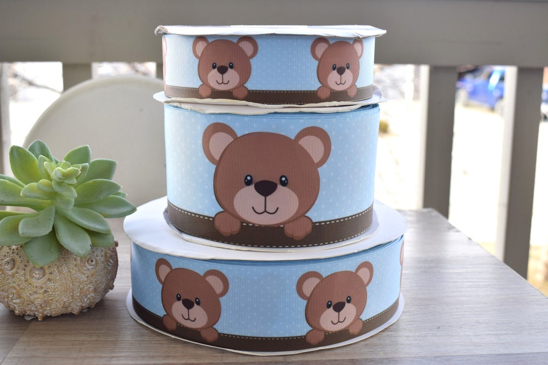 Blue Teddy Bear Ribbon, Teddy Bear Its a Boy Grosgrain Ribbon, Blue ...