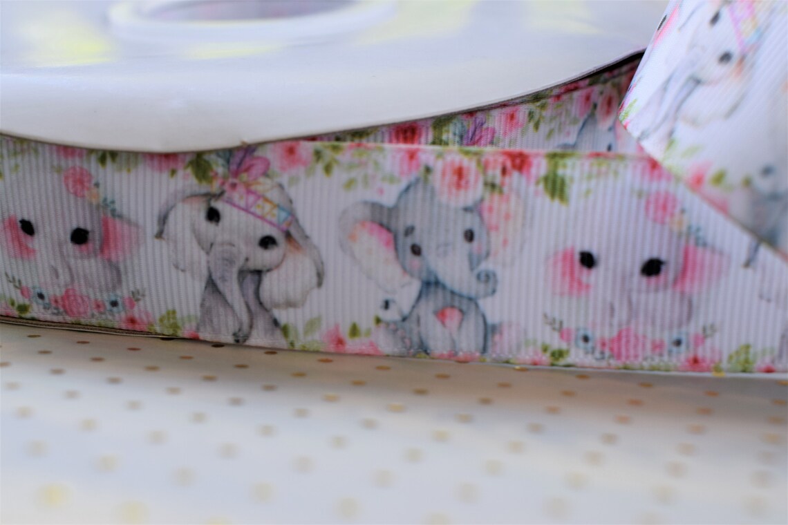Pink Elephant Baby Shower Ribbon Girl Baby Elephant Ribbon - Etsy