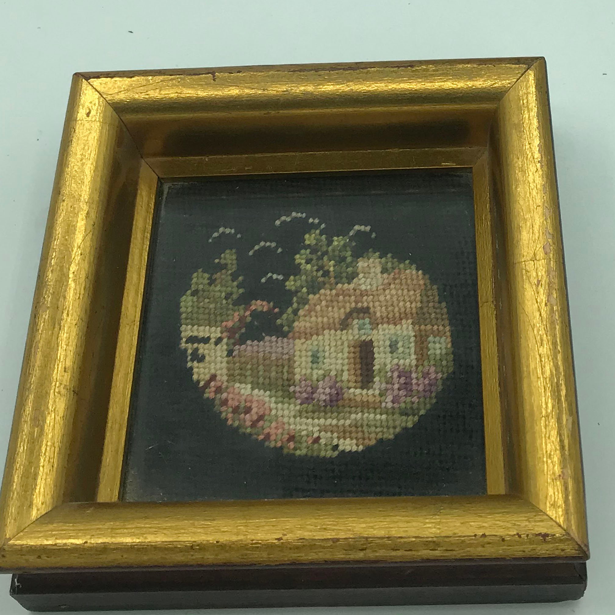 Vintage Set of Small Framed Needlepoint Petit Point Deep Wood - Etsy