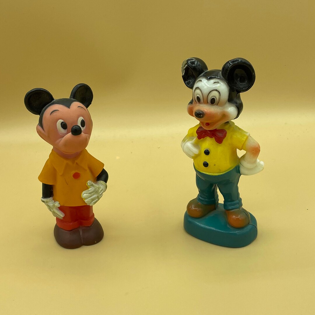 2 Vintage Walt Disney Mickey Mouse Plastic Figurine 1950's - Etsy