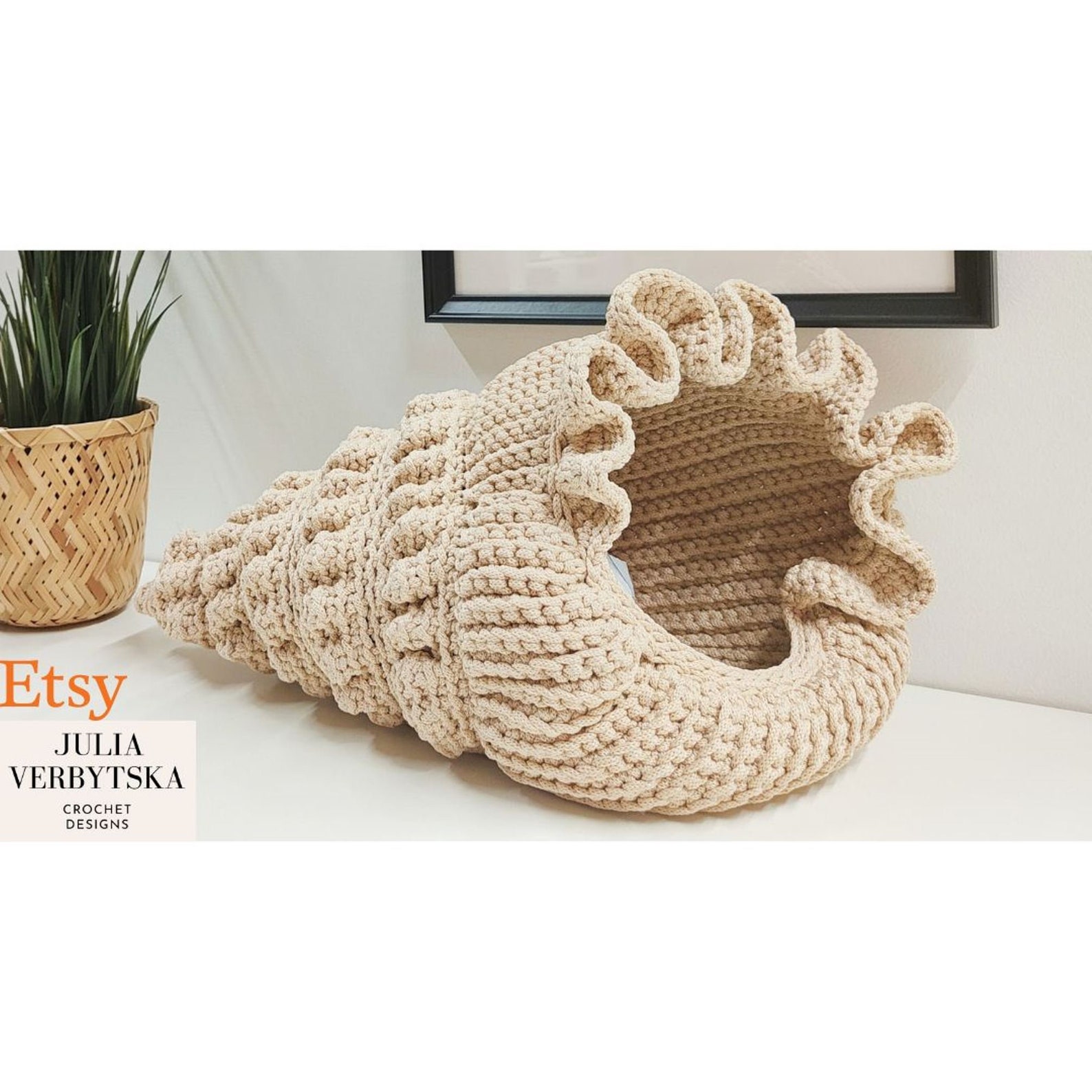 Sea Shell Crochet Basket PDF Pattern Tutorial - Etsy