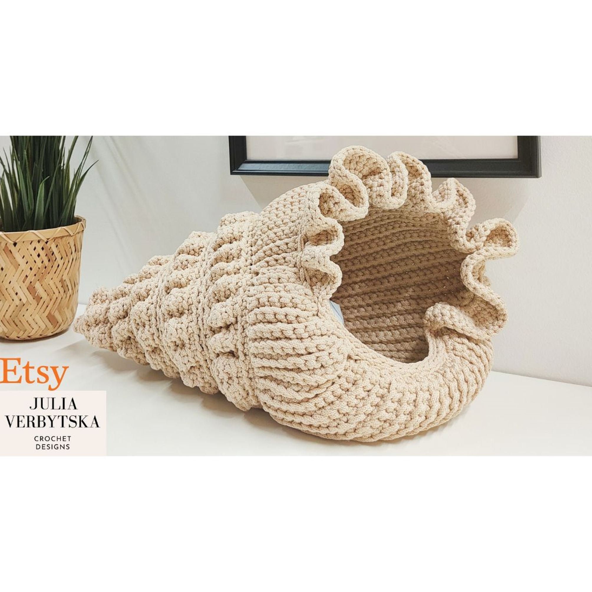 Sea Shell Crochet Basket PDF Pattern Tutorial - Etsy