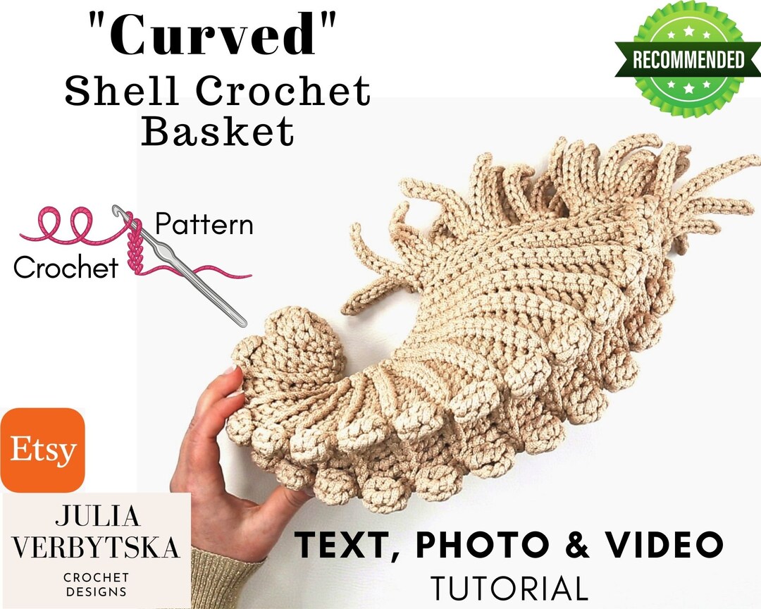 Curved Shell Crochet Basket PDF Pattern and Photo Tutorial. Follow Me ...